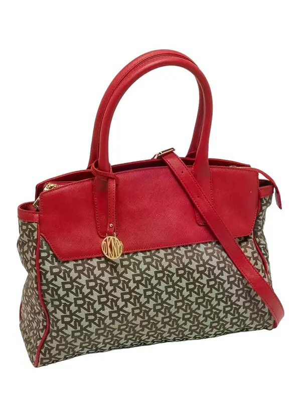 Dkny Canvas And Leather Tote - Red