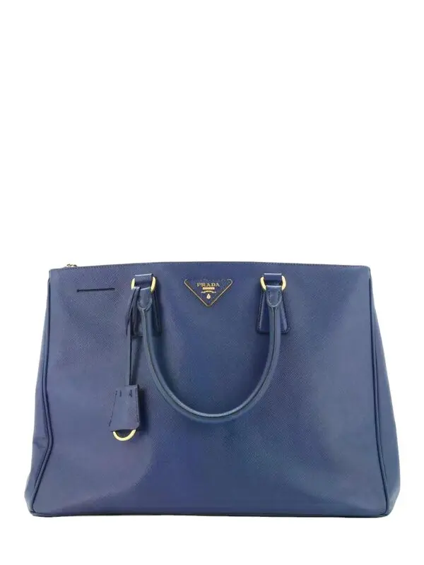 Prada Double Zip Saffiano Leather Medium Tote Bag - Blue