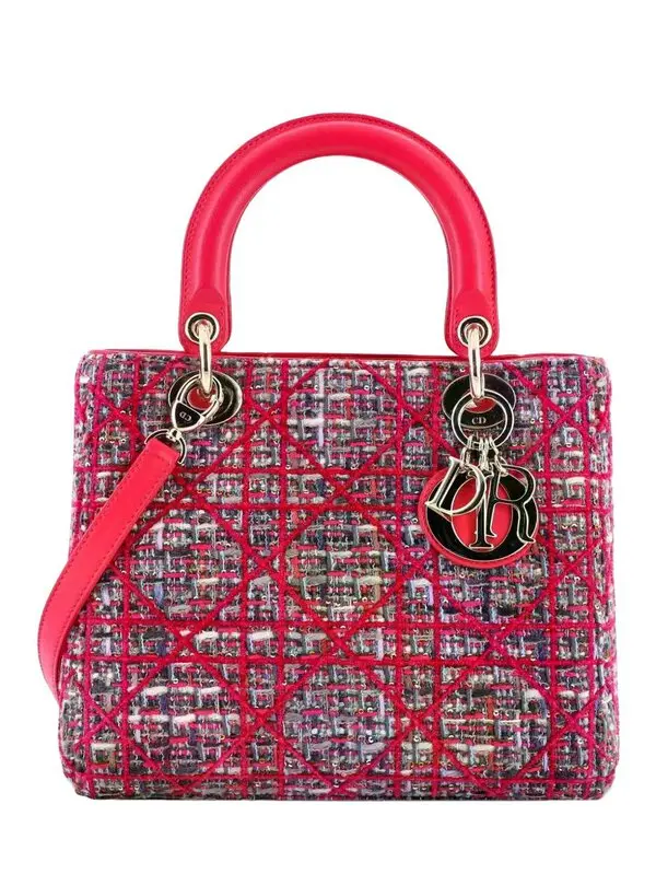 Dior Lady Tweed Satchel - Pink