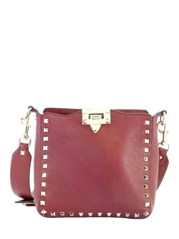 Valentino Garavani Rockstud Leather Mini Messenger Bag - Red