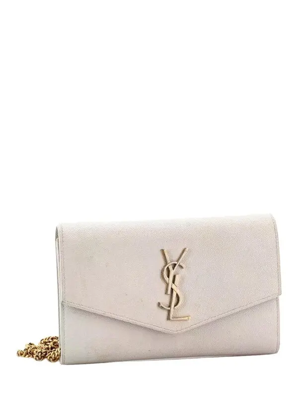 Saint Laurent Uptown Chain Wallet Leather Crossbody Bag - Neutrals
