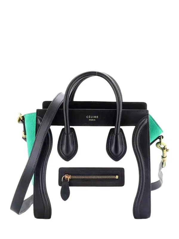 Celine Tricolor Luggage Nano Crossbody Bag - Black
