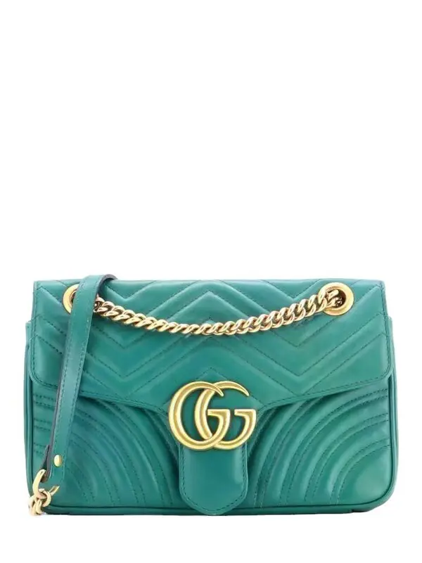 Gucci Gg Marmont Flap Bag Matelasse Leather Medium - Green