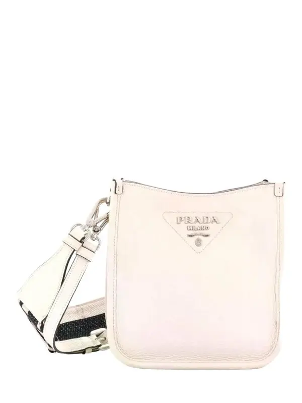 Prada Logo Strap Vitello Daino Mini Crossbody Bag - Neutrals