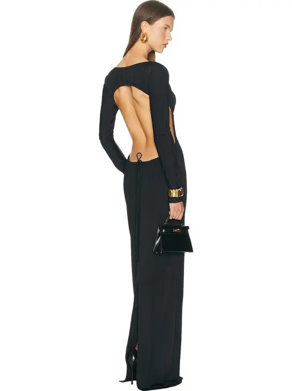 HELSA Ruched Open Back Jersey Dress - Black