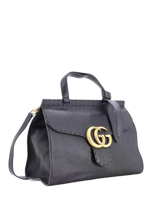 Gucci Gg Marmont Top Handle Small Satchel - Black