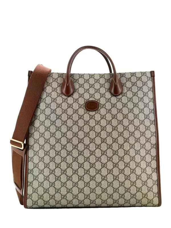 Gucci Vertical Structured Gg Coated Canvas Medium Tote Bag - Brown