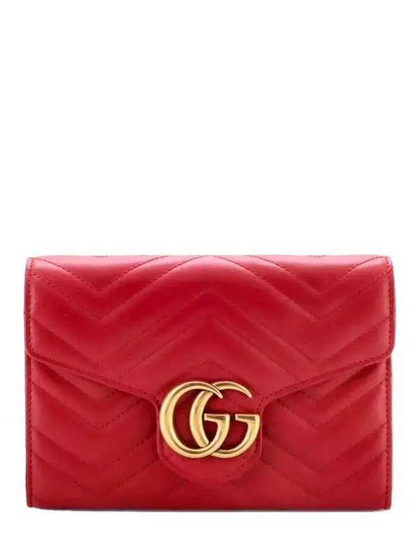 Gucci Gg Marmont Chain Wallet - Red