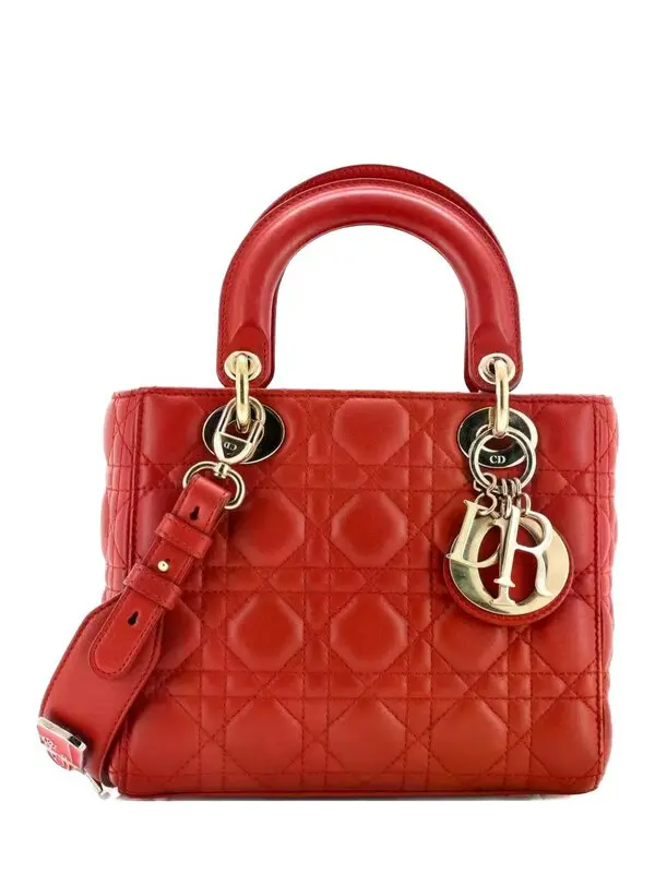 Dior My Lady Cannage Quilt Lambskin Satchel - Red