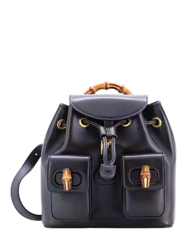 Gucci Bamboo Leather Small Backpack - Black