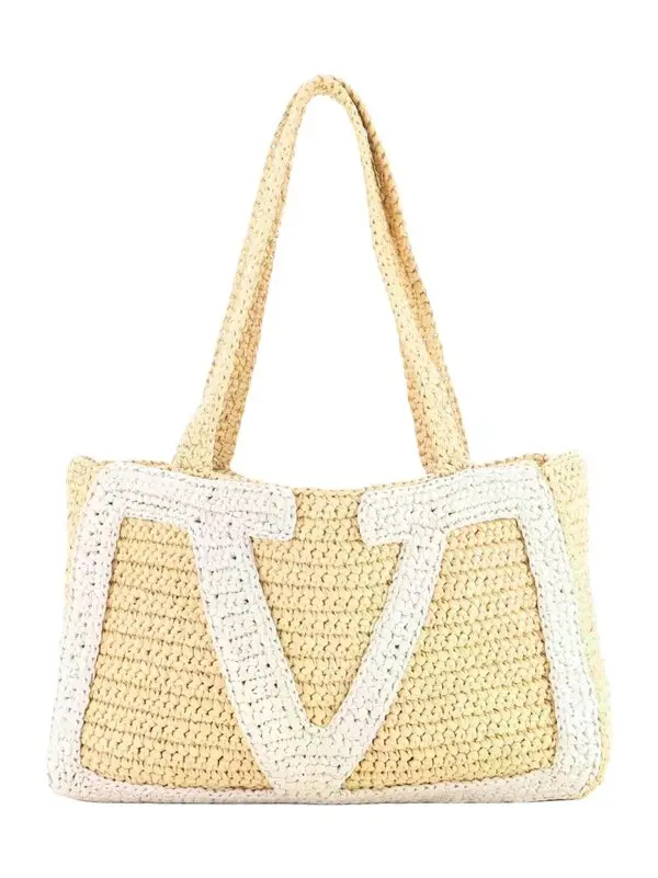 Valentino Garavani Raffia Medium Tote - Neutrals