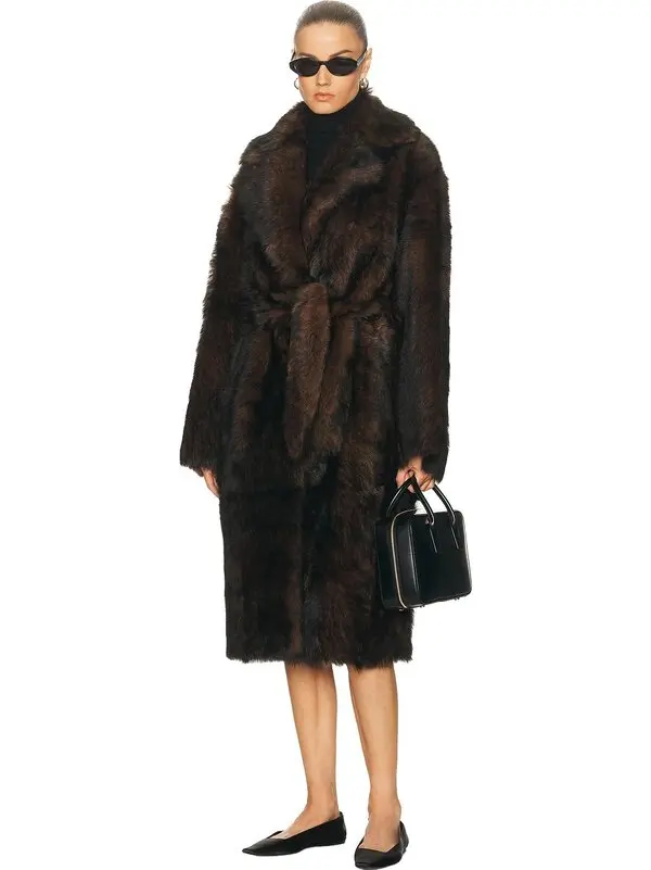 Nour Hammour Uma Shearling Coat - Brown Marble