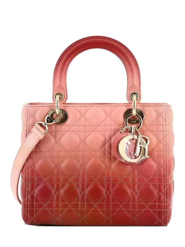 Dior Lady Medium Satchel Cannage Quilt Gradient Lambskin - Pink