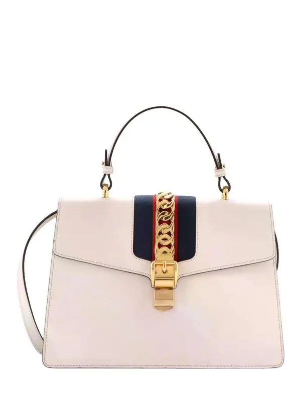 Gucci Sylvie Top Handle Medium Satchel - White