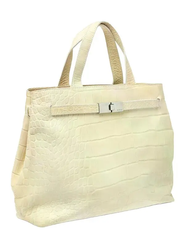 Furla Croc Embossed Leather Tote - Neutrals