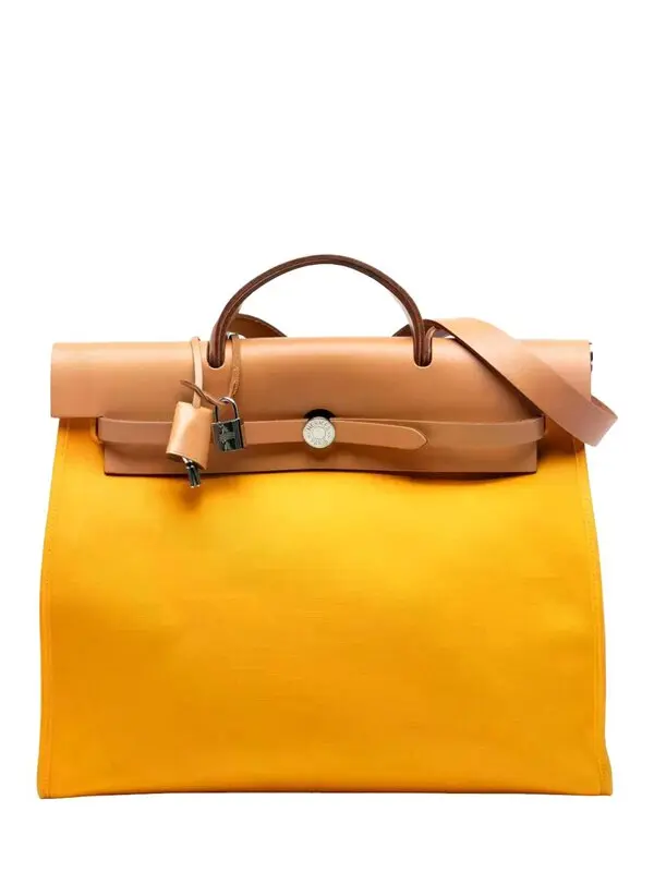 Hermès 2012 Toile Herbag Zip 39 Satchel - Yellow