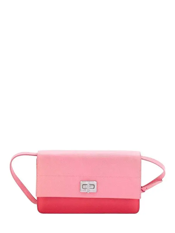 Prada Turn Lock Saffiano Leather Small Crossbody Bag - Pink
