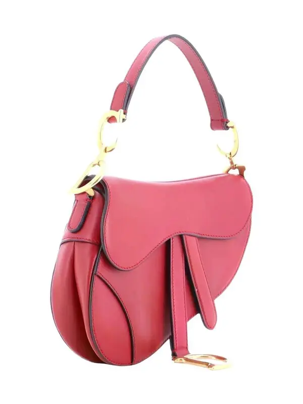 Dior Saddle Handbag Leather Mini Shoulder Bag - Red