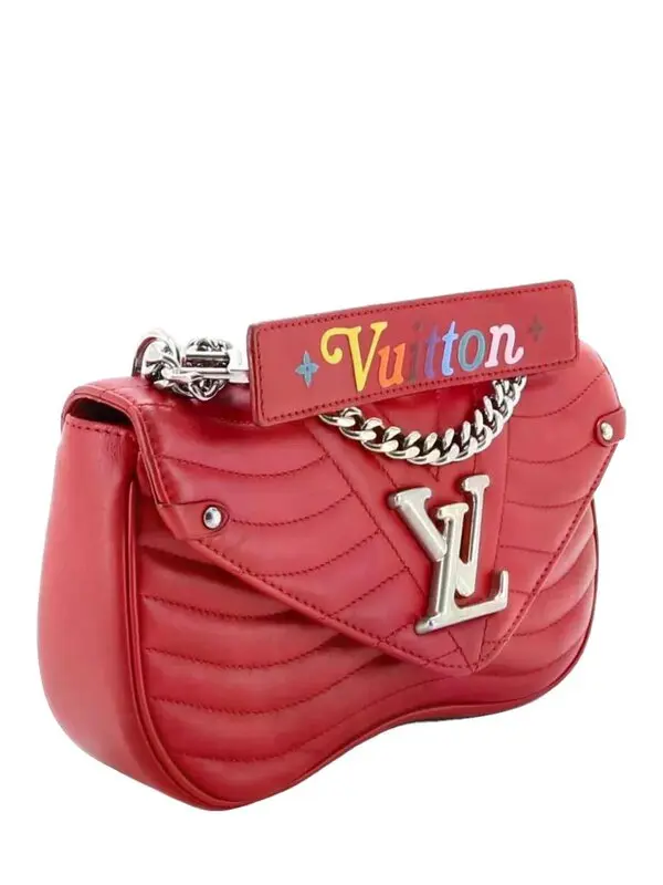 LOUIS VUITTON Wave Chain Bag Quilted Leather Mm Crossbody - Red
