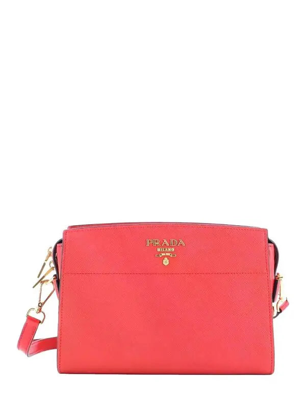 Prada Bibliotheque Saffiano Leather Crossbody Bag - Red