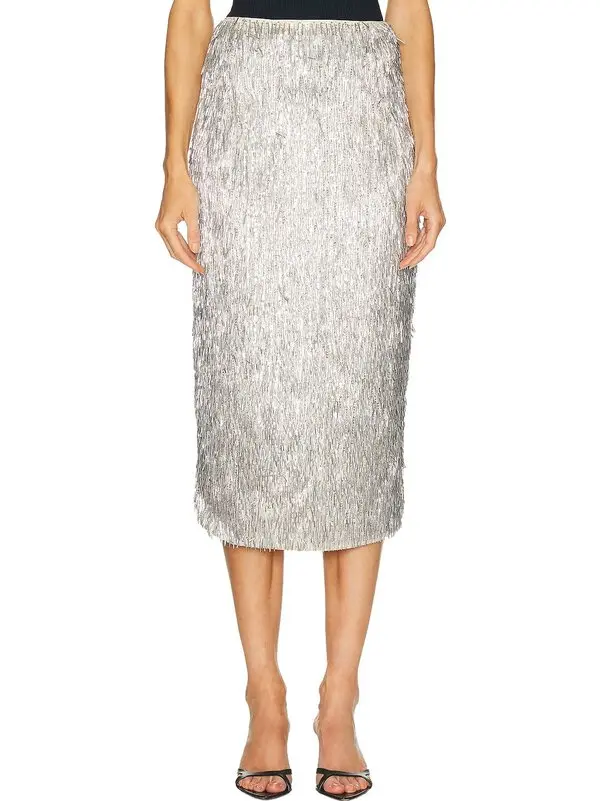 AKNVAS Tao Sequin Pencil Skirt - Silver & Nude