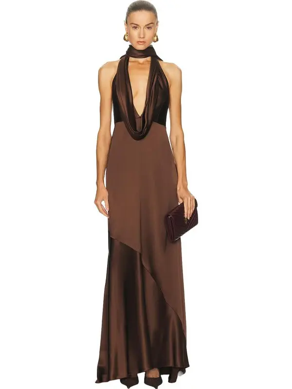 Monse Scarf Maxi Dress - Brown