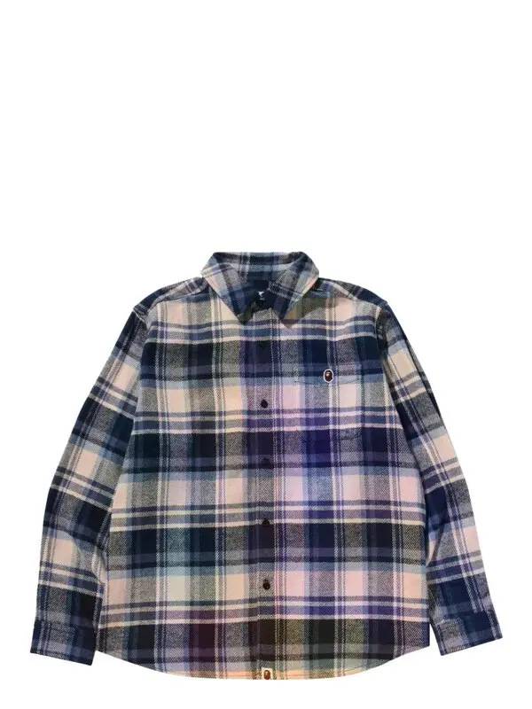 A BATHING APE Plaid Appliqué Shirt - Blue