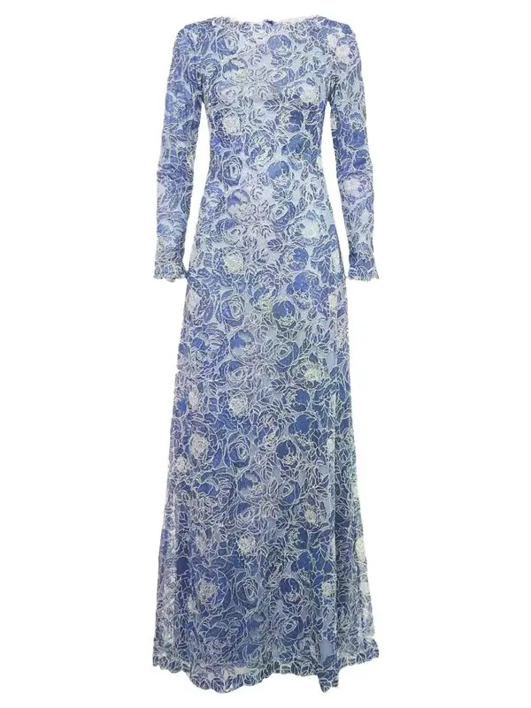 Tadashi Shoji Floral-embroidered Maxi Dress - Blue