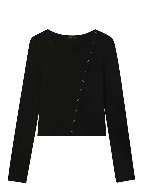 TOUT A COUP Button Asymmetric Top - Black