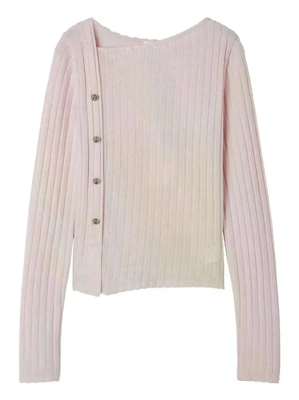 B+AB Buttoned Ribbed Knit T-shirt - Pink