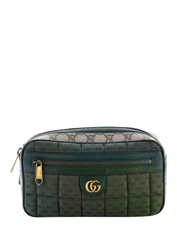 Gucci Gg Coated Canvas And Quilted Mini Gg Canvas Belt Bag - Green