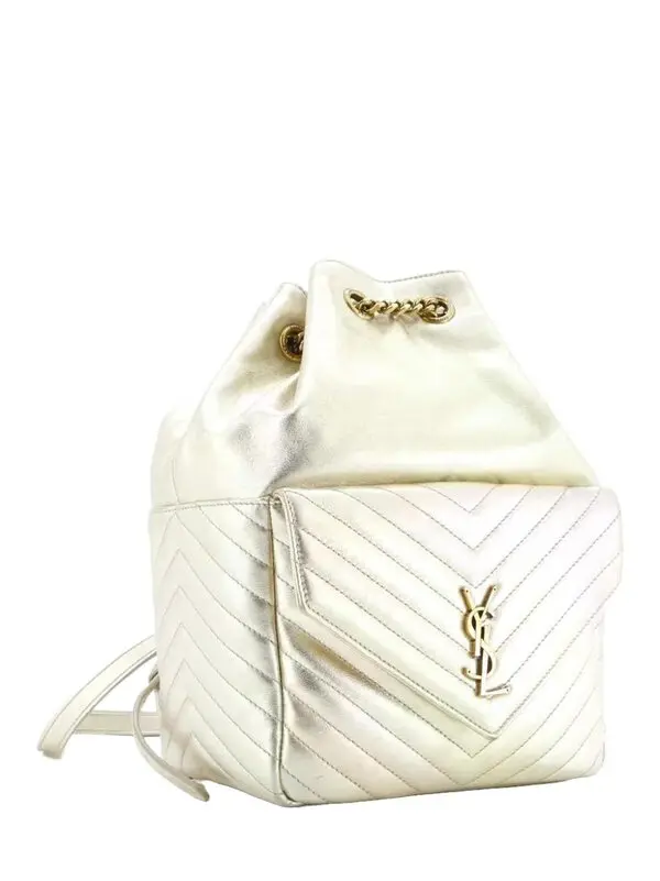 Saint Laurent Joe Matelasse Chevron Leather Backpack - Gold
