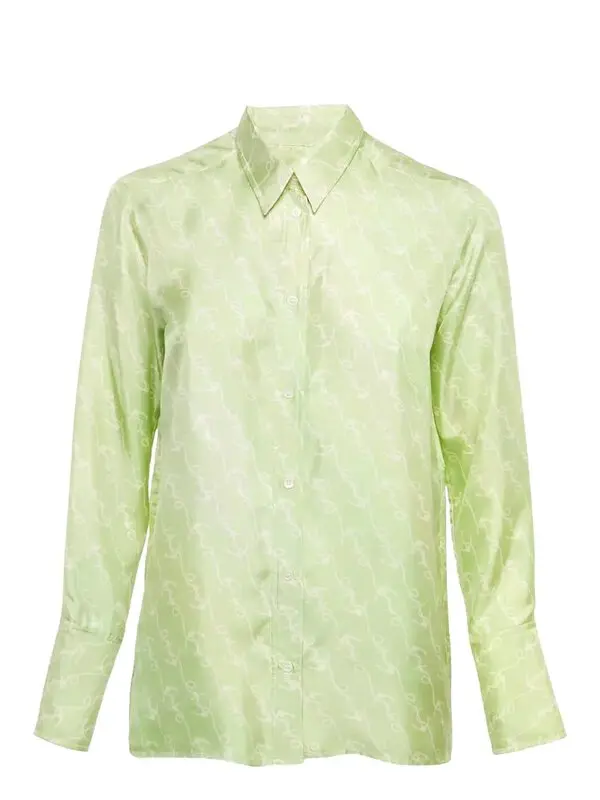 Sandro Anchor-print Silk Shirt - Green