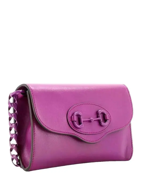 Gucci Horsebit 1955 Curved Flap Shoulder Bag - Purple