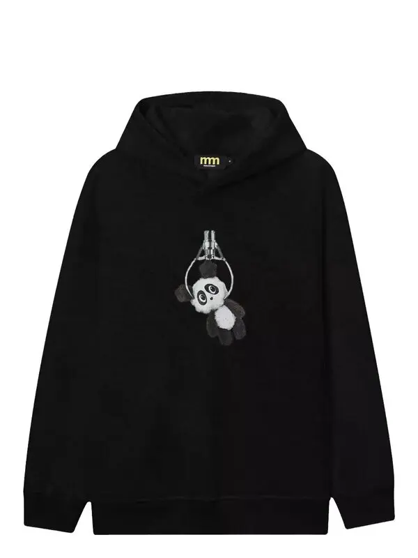MINI CREAM Appliqué Hooded Sweater - Black