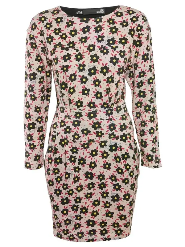 Moschino Floral-print Mini Dress - Neutrals