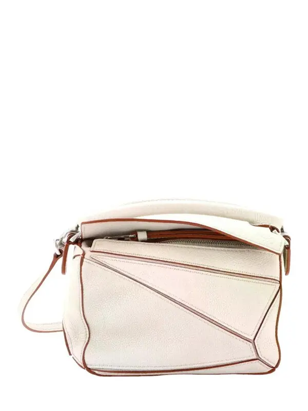 Loewe Puzzle Bag Leather Mini Crossbody Bag - Neutrals