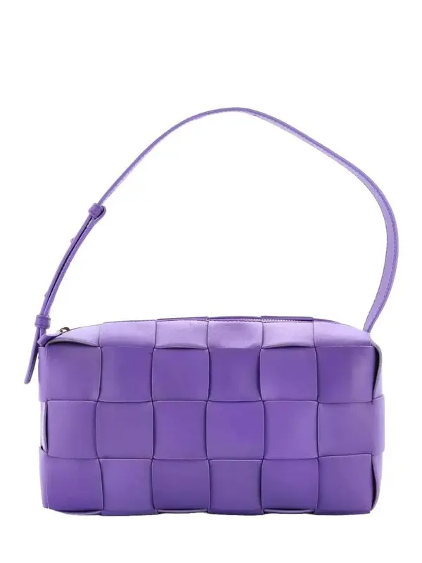 Bottega Veneta Cassette Maxi Intrecciato Leather Shoulder Bag - Purple