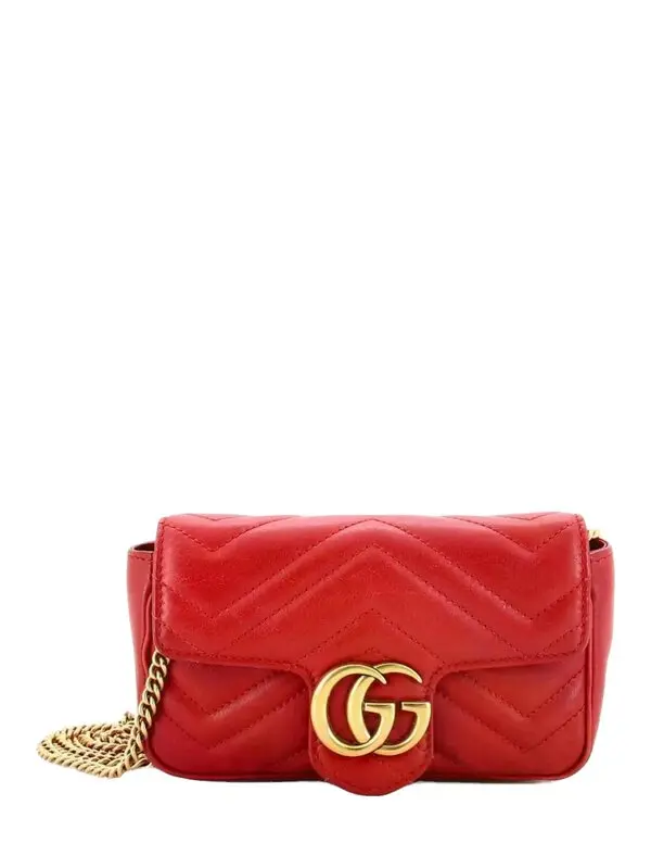 Gucci Gg Marmont Flap Super Mini Crossbody Bag - Red