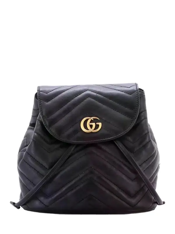 Gucci Gg Marmont Drawstring Matelasse Leather Mini Backpack - Black
