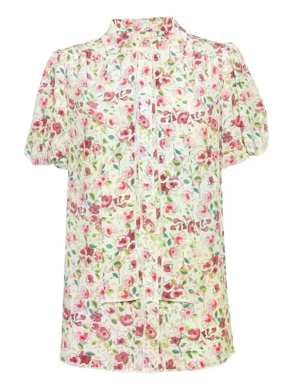 Dolce & Gabbana Floral Print Puff Sleeve Shirt - White