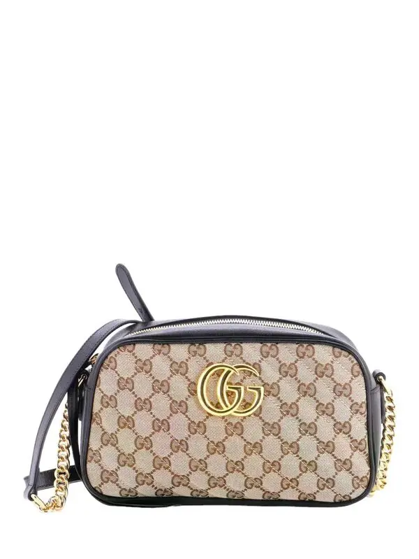 Gucci Gg Marmont Small Crossbody Bag Gg Canvas With Leather - Black