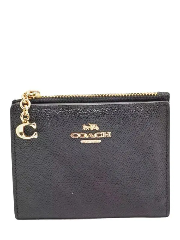 COACH 2020s Leather Zip Wallet - Black