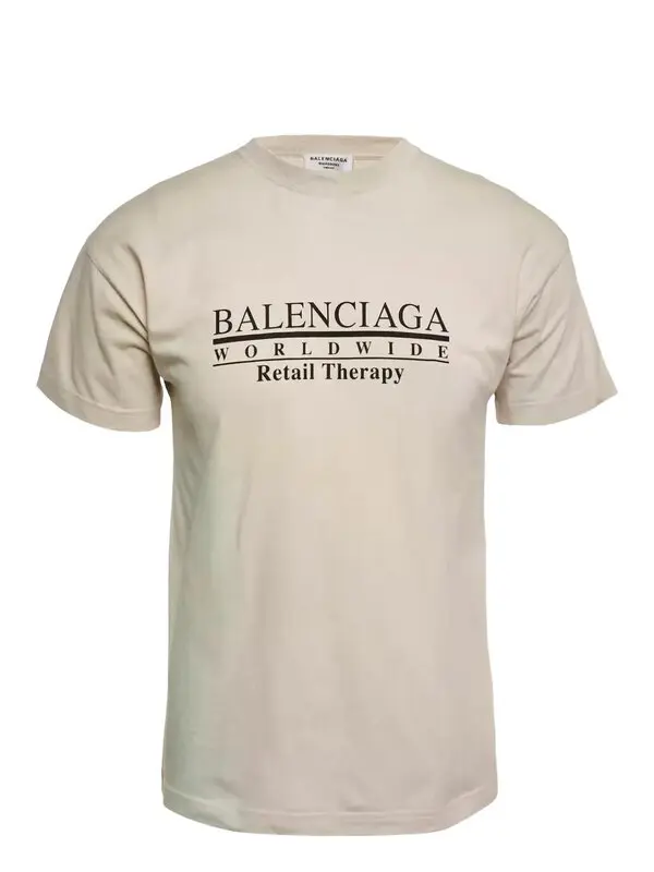 Balenciaga 2021 Logo-print T-shirt - Neutrals