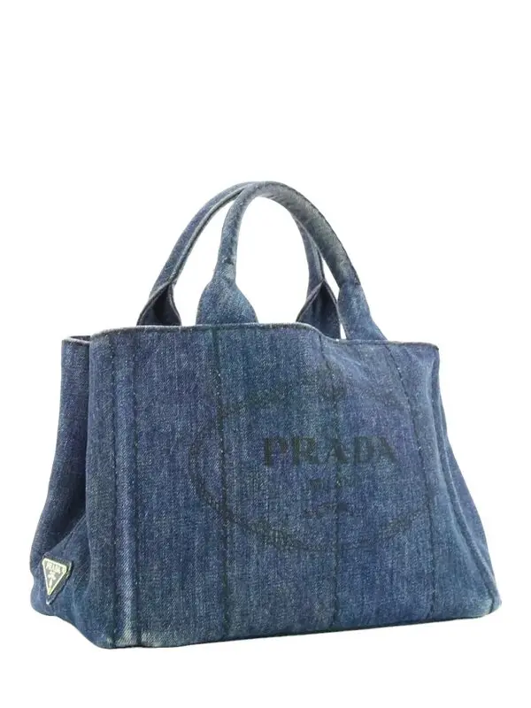 Prada Canapa Convertible Denim Mini Tote - Blue