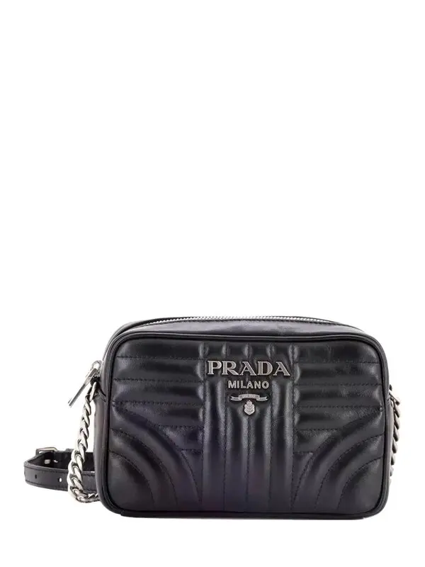 Prada Diagramme Quilted Leather Camera Bag - Black
