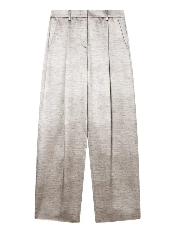Giorgio Armani Tussah Silk Single-pleat Trousers - Grey