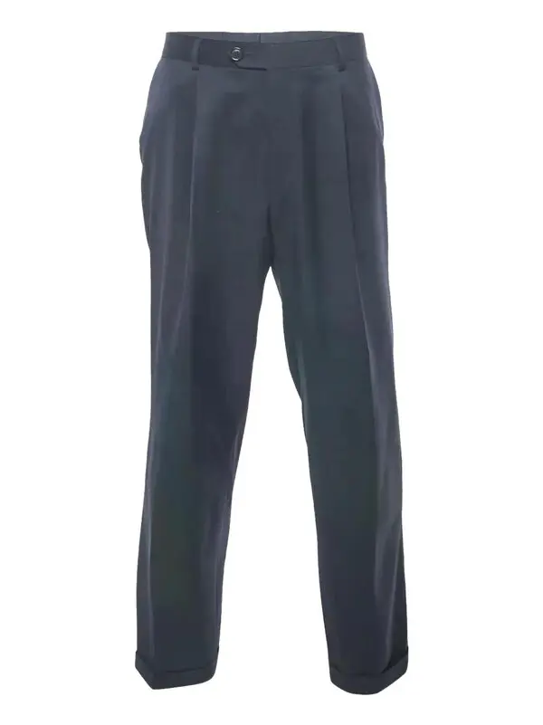 BOSS Pleated Virgin Wool Trousers - Blue