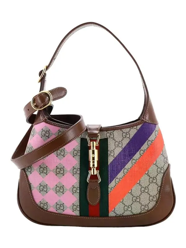 Gucci Jackie 1961 Printed Gg Coated Canvas Small Hobo Bag - Brown