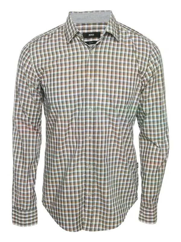 BOSS Checked Cotton Shirt - Brown